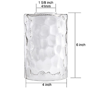 GoldSwift 3 Pack Clear Hammered Glass Lamp Shade Replacement Globe Cover, 6" Tall, Water Ripple Cylinder Glass Lampshade for Lighting Fixture Chandelier Pendant Light Wall Sconce, 1-5/8 Inch Fitter
