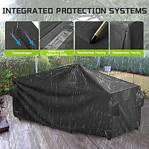 COMPANIONSHIPCOVER Patio Furniture Waterproof Cover Outdoor Rectangular Table Chairs Covers 124"Lx74"Wx28"H-Heavy Duty Dining Table Cover Black (Patented Product)