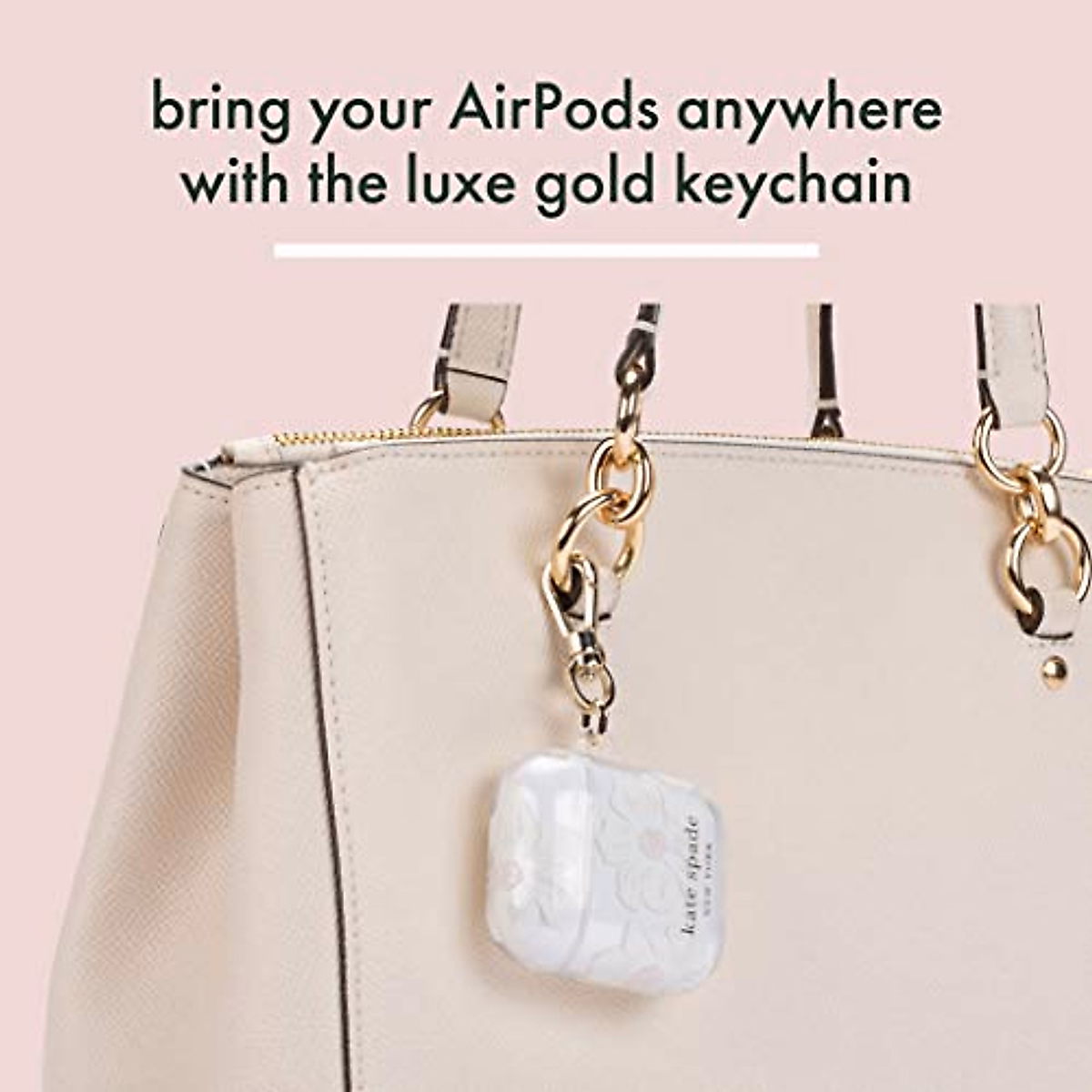 Kate Spade New York Hollyhock Case for AirPods 2 & 1 - Protective Wireless Charging Cover with Keychain (Front LED Visible)