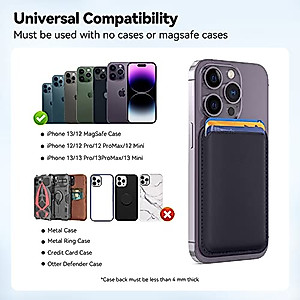 MARETU Magnetic Wallet Card Holder with Mag Safe, Mag-Safe Leather Wallet for iPhone 14 13 12 Pro/Pro Max/Plus/Mini Mag Safe Case, Magnetic Card Holder for Back of iPhone 14/13/12 Series, Midnight