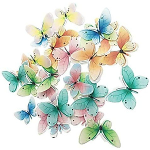 Set of 30 Edible Butterfly Cupcake Toppers Wedding Cake Birthday Party Food Decoration Mixed Size & Colou