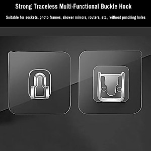 nanaxagly 20pcs Double Sided Adhesive Hooks Wall Hooks for Hanging, Clear Self Adhesive Hooks for for Bathroom Living Room Kitchen Hanging (10set)