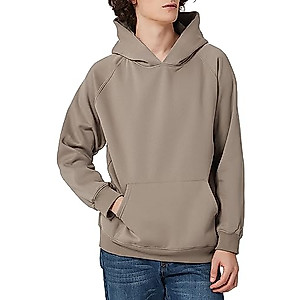 FLYCHEN Men's Solid Color Loose Hoodie Hip Hop Couples Long Sleeve Unisex Sweatshirt Khaki XL