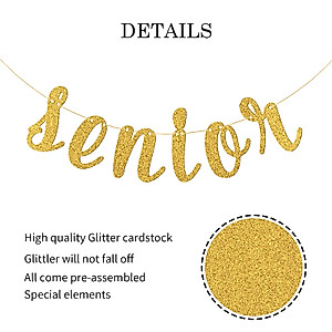 WeBenison Senior Banner Masters Smart Congratulations Banner Congrats Grad Party Bunting Decoration Supplies/Gold Glitter