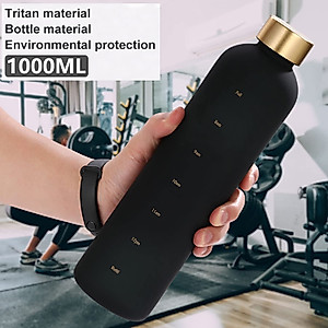 Adapta Bottle Time Marker Motivational Water Bottle 32oz Aesthetic BPA Free Frosted Plastic Water Bottle Perfect for the Gym, Sports and Outdoor Reusable and Leak proof Matte Black