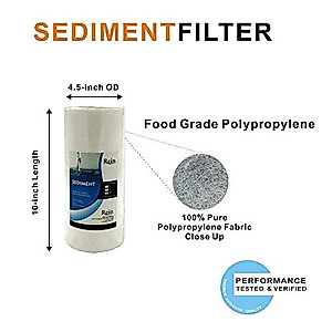 4-Pack of 5 Micron 10" x 4.5" Full Flow Sediment Water Filter Replacement Cartridge | Whole House Sediment Filtration | Compatible with W15-PR, HD-950, WFHD13001B, GXWH35F, GXWH30C, HF45-10BLBK10PR