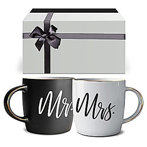 Triple Gifffted Couples Gifts For Christmas, Wedding Anniversary, Engagement - Valentines Day Mr and Mrs Mugs Couple Gift For Husband and Wife, His/Hers Men/Women Him/Her, Bride & Groom, Newlywed