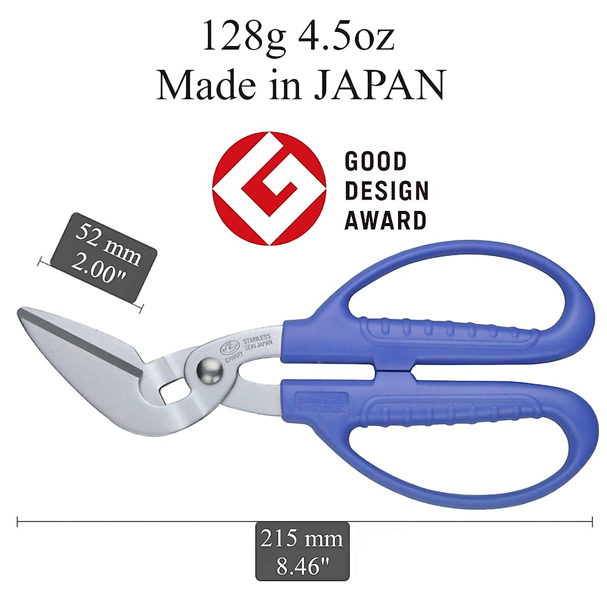 CANARY Corrugated Cardboard Scissors, Heavy Dudy Craft Scissors Japanese Stainless Steel Blade, Made in JAPAN, Blue (PS-6500H)