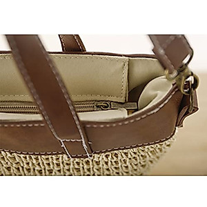 H.S.G.K Soft Straw Bag Hand-woven Handle Tote, Student Handbag