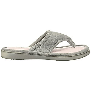 Dearfoams womens Melanie Colorblocked Microfiber Terry Thong Shoe Slipper, Sleet, Large US