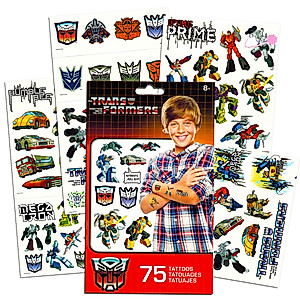 Superhero Tattoos for Boys Kids Party Bundle - 200 Licensed Temporary Tattoos Featuring Transformers, Teenage Mutant Ninja Turtles, and Marvel Avengers (Party Supplies)