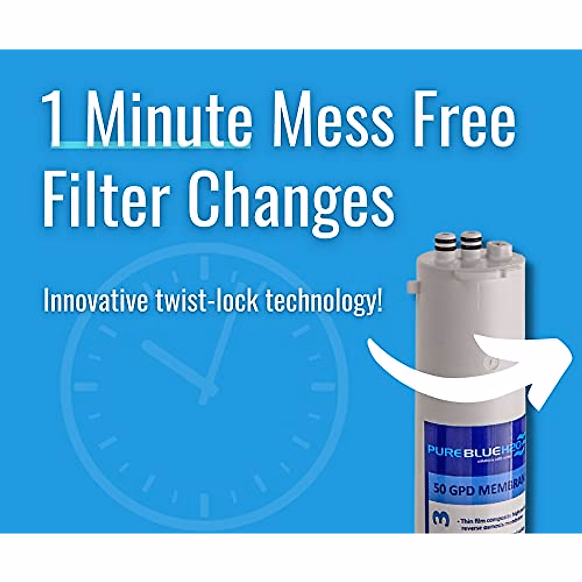 Pure Blue 3-Stage 1:1 80 GPD Certified Reverse Osmosis Water Filtration System