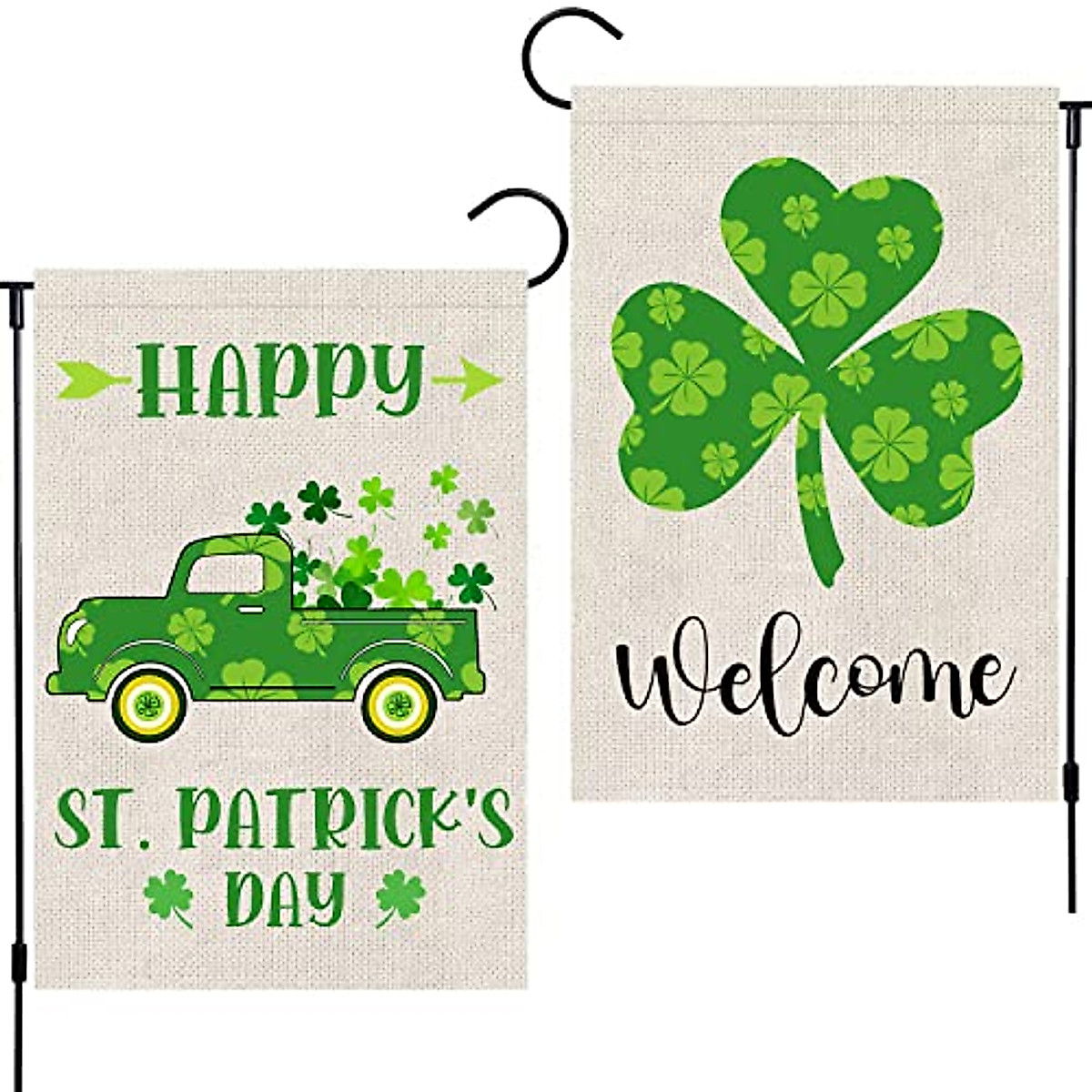 DmHirmg St. Patrick's Day Garden Flag Double-Sided Pattern Printing Weatherproof Garden Flag St. Patrick's Day Decoration for Home(2 Pack)