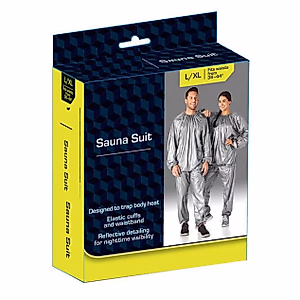 Heavy Duty Sauna Suit For Women Men Exercise Weight Loss Gym Fitness Workout Reflective Trim Sweat Sauna Suit (Grey, Large-X-Large)