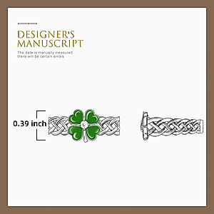 Shamrock Ring St Patrick's Day Shamrock Rings for Women Clover 925 Sterling Silver Celtic Ring Four Leaf Clover Irish Gifts Size 9