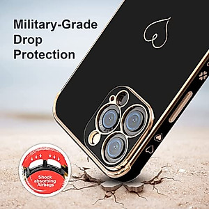 Oqiseven Designed for iPhone 13 Pro Max Case for Women, Luxury Soft TPU Shockproof Protective Phone Case [Military Drop Protection] Cute Cover Slim Thin 6.7 inch, Black