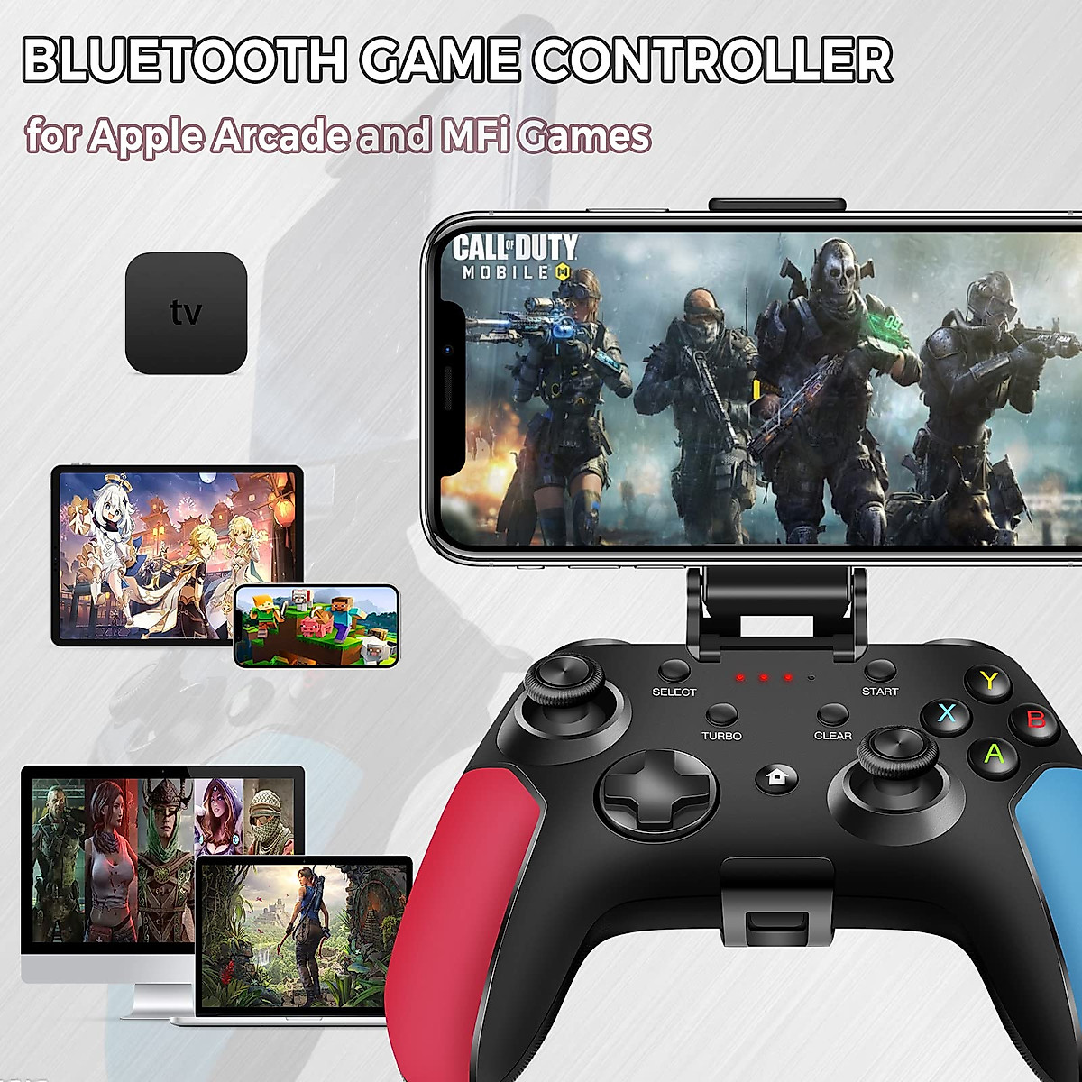 Wuzcon Wireless Controller for iPhone/Android/Windows/macOS/Steam Deck/Switch, Bluetooth Mobile Gaming Controller Gamepad for XBox Cloud Gaming and PS Remote Play
