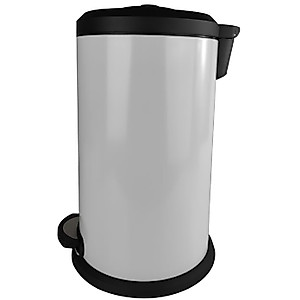 Ready Covers Premium Steel Garbage Trash Can Wastebasket + Built in Compression System + Inner Liner and Foot Pedal - White (40L/13Galloon)