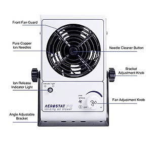 Ionizing Air Blower Fan Ion Anti-Static Elimination Discharge ESD Blower Fan 110V Ionizer Desktop Fan Eliminator