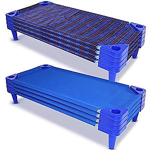 Kigley 8 Pieces Stackable Sleeping Daycare Cots for Kids 51" L x 23" Portable Toddler Nap Cot for Sleeping Preschool Classroom Daycare Bed Furniture, Ready to Assemble, 2 Colors
