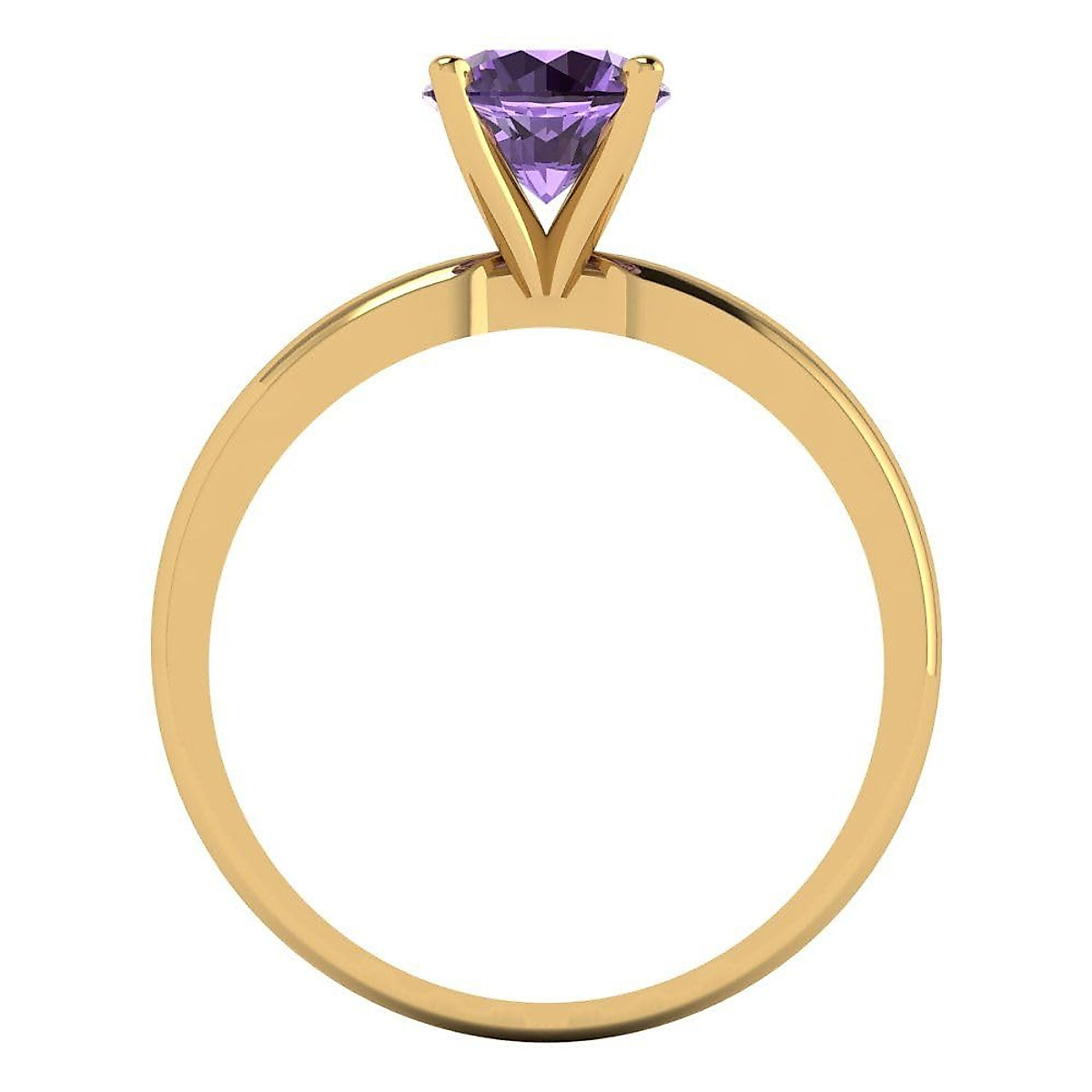 Clara Pucci 0.95 ct Round Cut Solitaire Simulated Alexandrite Proposal Wedding Bridal Designer Anniversary Ring in 14k Yellow Gold 6