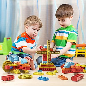 burgkidz Construction Building Toy Set: Science Learning Blocks Toys, Build Tools Vehicles Machines & Models; STEM Educational Kit for Boys & Girls 3 4 5 6 + Year Old