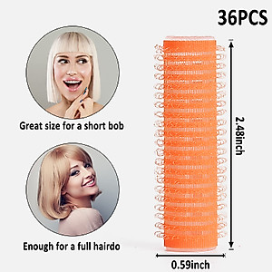 36 PCS Small Size Hair Roller-Self Grip Hair Curler Mini Sized Hairdressing Tools, Salon Curly Style for Short Hair, Pack of 36 Small 0.6 Inch (Orange)