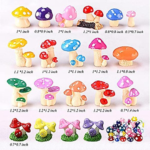 JKanruh 35 Pcs Miniature Resin Mushroom,Cute Mushrooms Fairy Garden Moss Landscape Ornaments for Outdoor Decoration,Home Décor,Cake Decoration,DIY Crafts