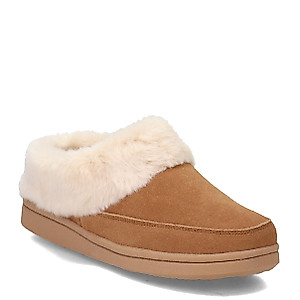 Clarks Womens Faux Fur Lined Clog Slipper Warm Cozy Indoor Outdoor Plush Slipper (Cinnamon Suede, 7)