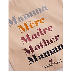 Motherhood Reusable Cotton Canvas Tote Bag, Cloth Bag Suitable for Grocery Shopping, Running Errands, Books, Gym (Mamma Languages)