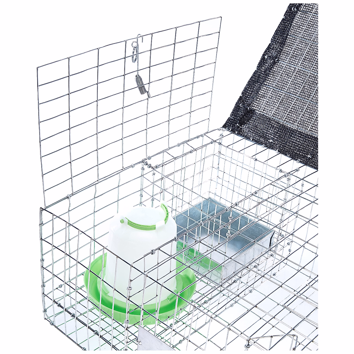 Bird B Gone - Pigeon Trap - Spacious 35"x16"x8" Cage for Up to 12 Birds - Shade, Water Container & Food Pan - 3 One-Way Doors - Durable & Lightweight (10 lbs) - Humane Bird Control