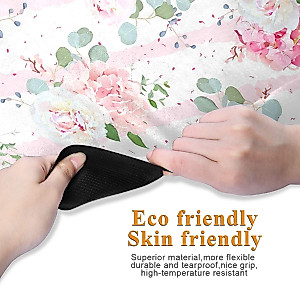 ALAZA Pink Rose Flowers Floral Striped Nonslip Yoga Mat Towel with Grip Dots for Women Men