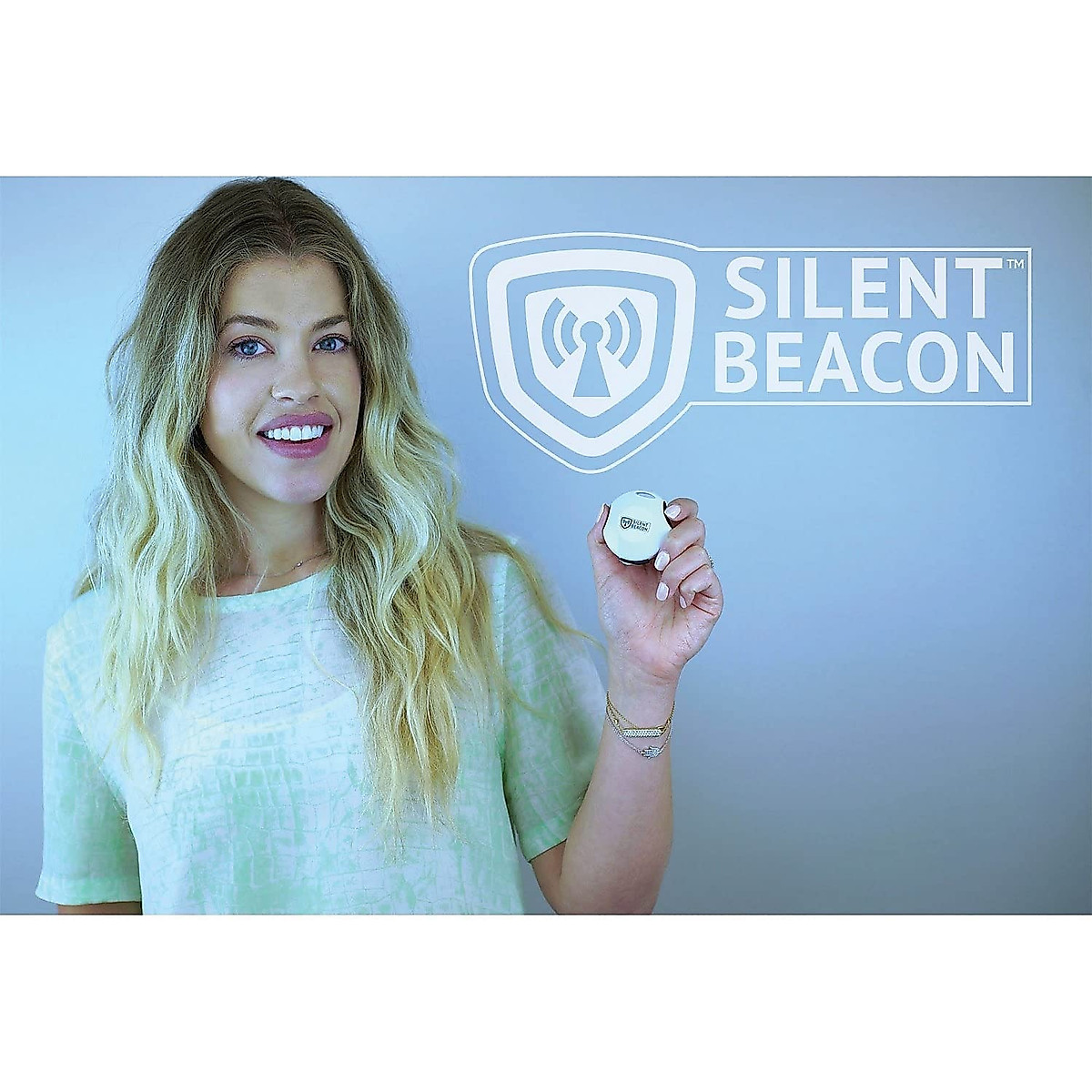 Silent Beacon Panic Button Safety Device: App-Enabled Bluetooth GPS Location Tracker & 2-Way Phone Calls, Speaker & Microphone, Custom Alerts, Rechargeable USB, Key Finder Wearable - NO fees (White)