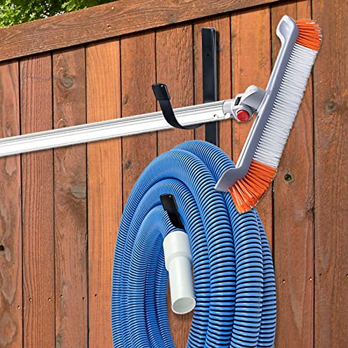 Pool Pole Hanger for Fence（4 Pack） Black Pool Equipment Hooks Heavy Duty Pool Tool Organizer for Telescopic Poles, Skimmers, Leaf Rakes,Pool Hose,Garden Tools,Brushes and Swimming Pool Accessories