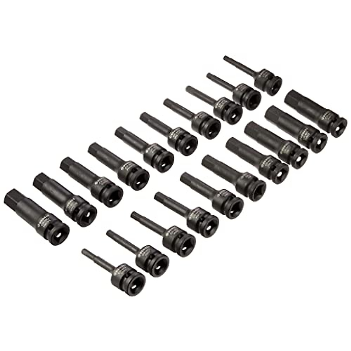 Amazon Brand - Denali 20-Piece 1/2-Inch Drive Impact Hex Driver Set with, SAE/Metric Size Carrying Case