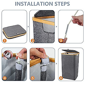 DEDU 120L Large Laundry Hamper with Lid Heavy Duty, Laundry Basket with Bamboo Handle 26.4" Tall Grey, Clothes Hamper with Lid for Bedroom, Bathroom, College Dorm or Towels Blankets Toys