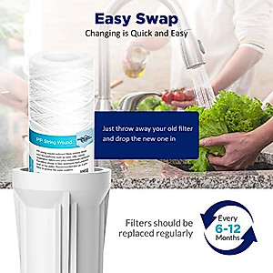 Membrane Solutions 5 Micron 10"x2.5" String Wound Whole House Water Filter Replacement Cartridge Universal Sediment Filters for Well Water - 6 Pack