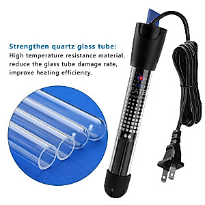 DOMICA 50W Adjustable Aquarium Heater, Submersible Water Heater for Small Fish Tank (8-16 gallons) with Free Thermometer Sticker