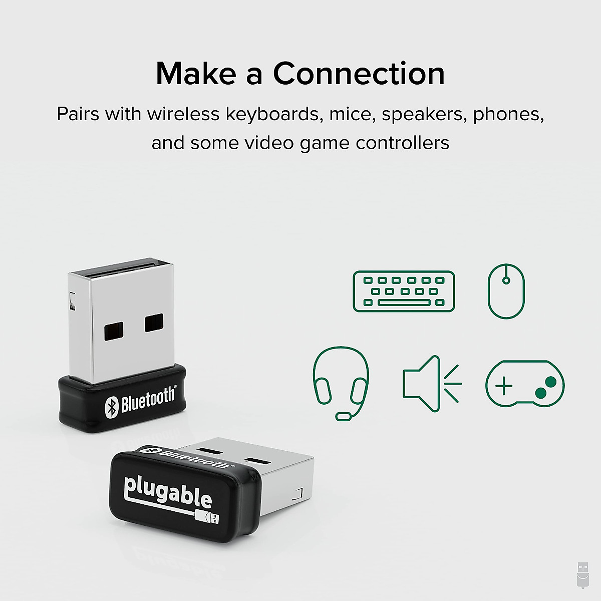 Plugable USB Bluetooth Adapter for PC, Bluetooth 5.0 Dongle Compatible with Windows, Add 7 Devices: Headphones, Speakers, Keyboard, Mouse, Printer and More