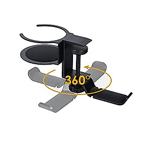 2-in-1 Desk Mount Cup Holder and Headphone Holder - Black