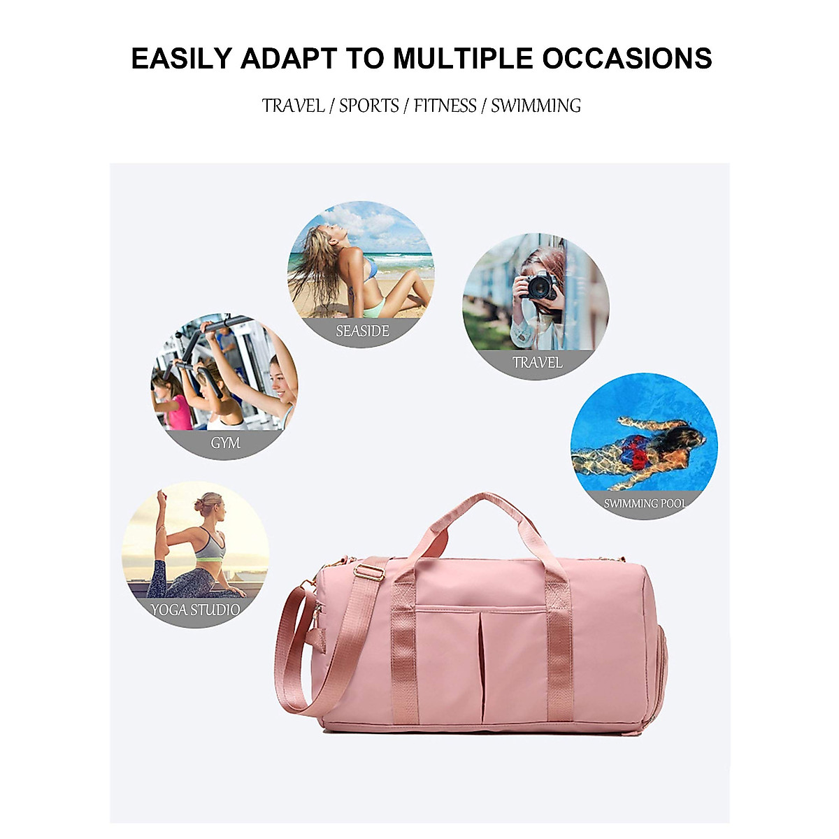 SENGTER Gym Bag with Shoe Compartment and Wet Pocket Nylon Waterproof Duffel Bags for Traveling Shoe Bag Sports Bag Dance Bag for Girls Travel Bags for Women Mens Overnight Bag Gym Equipment