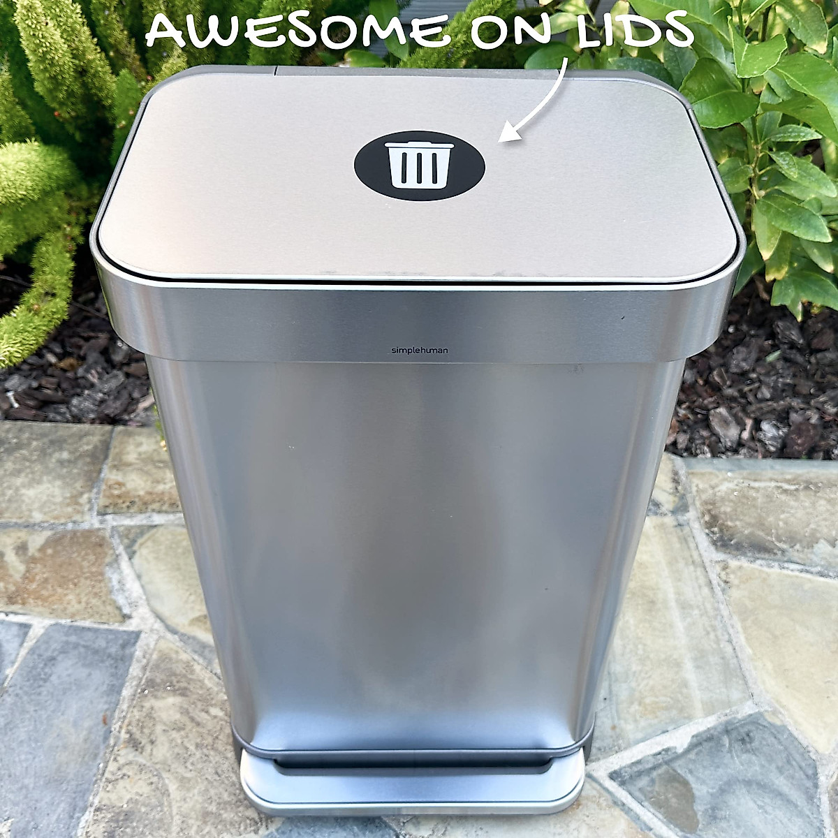 Stickios Recycle Stickers for Trash Cans (3 PCS) - Bubble-Free, Damage-Free, Removable Vinyl - Indoor or Outdoor Garbage Bins - Waste Management Stickers (Black)