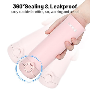 MUCR 17 oz / 500 ml Insulated Water Bottle, Stainless Steel Thermo Coffee Travel Mug, Thermal Cup with Snap Flip Lid, BPA Free for Hot and Cold Drinking, Pink