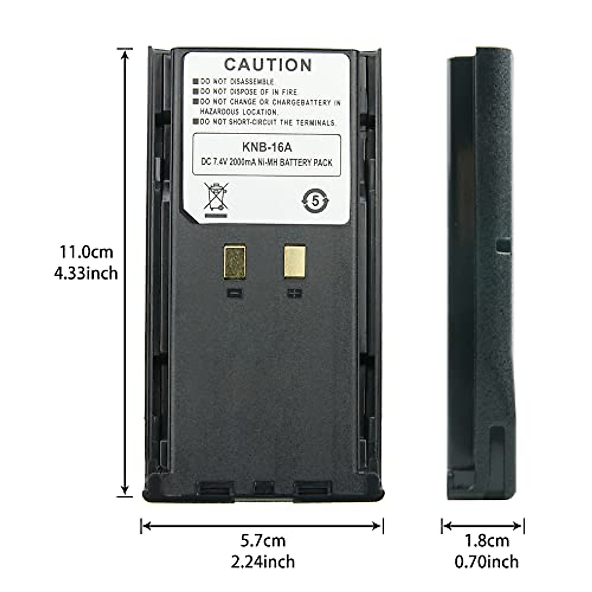 Vineyuan 7.4V 2000mAh KNB-16A Ni-MH Replacement Battery for Kenwood TK-480 TK-380 TK-280 TK-290 TK-190 TK-5400 Two Way Radios