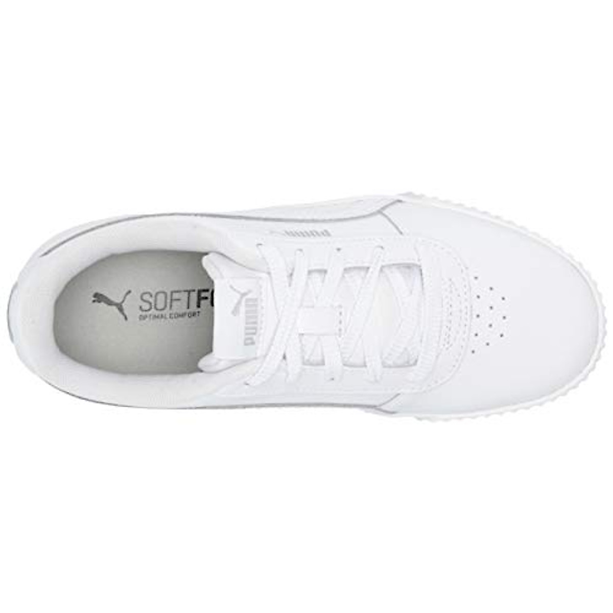 PUMA Unisex Child Carina Sneaker, Puma White-puma White-gray Violet, 7 Big Kid US