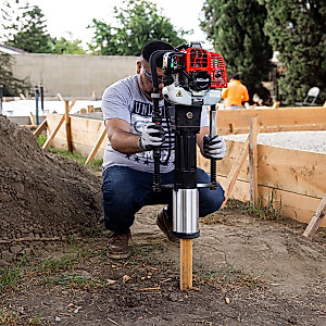 XtremepowerUS 38cc Gas-Powered T Post Driver Fence Post Driver Gasoline Piling 4-Stroke EPA Certificated w/Rolling Case