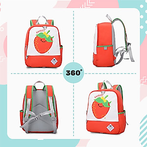 Beatrix New York - Toddler & Kids 11.5" Backpack Bag with Removable Leash for Girls & Boys (STRAWBERRY), Ideal for Preschool & Kindergarten Back to School