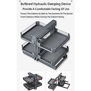 Soft Close Blind Corner Cabinet Pull Out for 15 Inch Opening, 2 Tier 4 Shelf Heavy Duty Slide Out Kitchen Cabinet Organizer for Left Or Right Universal, Right