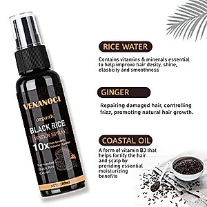 Venanoci Hair Growth Serum, Rice Water Spray for Women & Men Treatment For Hair Loss, Damaged Dry Hair, Hair Regrowth for Thicker Longer Fuller Hair with Castor oil Ginger