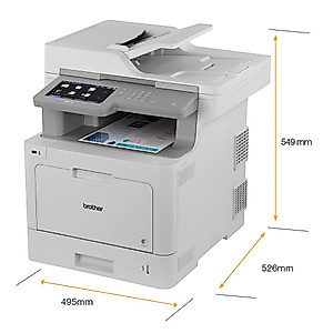 Brother Color MFC-L9570CDW All-in-One Wireless Business Laser Printer, White - Print Copy Scan Fax - 7" Touchscreen, 33 ppm, 600 x 2400 dpi, Auto Duplex Printing, 80-Sheet ADF, NFC+, USB, Ethernet